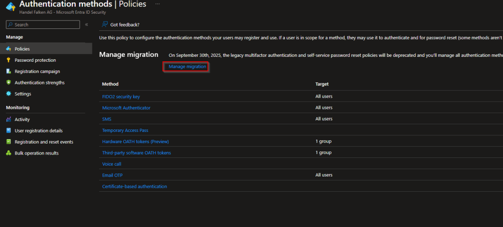 How to migrate legacy authentication policy settings