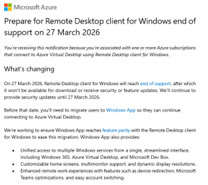 Prepare For Remote Desktop Client For Windows End Of Support